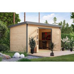 Karibu Gartenhaus &raquo;Plutino 7, in verschiedenen Farben&laquo; braun Massivholz ohne Fu&szlig;boden, Blechdach