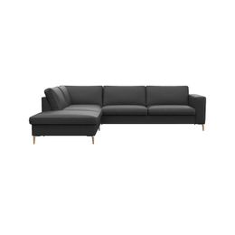 FLEXLUX Ecksofa &raquo;Fiore, Sitzaufbau mit hochwertigem Kaltschaum f&uuml;r mehr Sitzkomfort&laquo; breite Armlehnen, L-Form, F&uuml;&szlig;e Alu/Eiche schwarz 100% Echteder B/