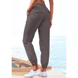 Lascana Damen Lascana Schlupfhose &raquo;aus sommerlicher Webware in lockerer Passform&laquo; aus Webware, leichte Stoffhose mit Taschen, Sommerhose grau 36, N-Gr
