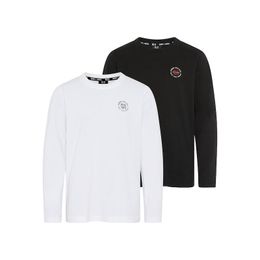 H.I.S. H.I.S Jungen Langarmshirt &raquo;2er Pack Shirts mit Logoprint f&uuml;r Jungen&laquo; Packung, 2, 2 tlg. F&uuml;r TEENS. 2er Pack Shirts schwarz-wei&szlig; 128/134