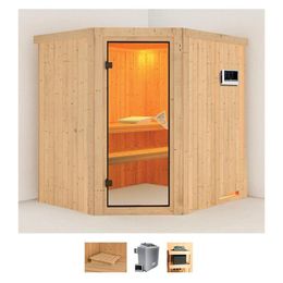 Karibu Sauna &raquo;Siirin&laquo; Set, Ofen 9 KW externe Strg easy beige Saunaofen, externe Steuerung, 9 kW