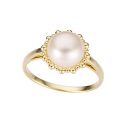 Firetti Damen Goldring &raquo;Schmuck Geschenk Gold 333 Rund, massiv&laquo; mit S&uuml;&szlig;wasserzuchtperle gold 17, Gelbgold 333 Perlen, 12mm
