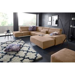 Sit & More sit&more Wohnlandschaft &raquo;Gizeh U-Form&laquo; 15 cm Fu&szlig;h&ouml;he, inklusive Sitztiefenverstellung und Kopfteilverstellung braun B/H/T: 340cm x 230cm, Luxus-