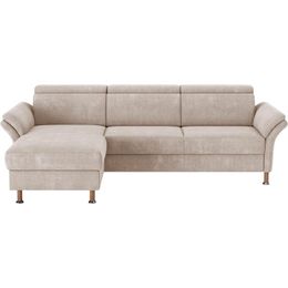 OTTO home Ecksofa &raquo;Calypso L-Form&laquo; mit motorischen Funktionen im Sofa und Recamiere beige 100% Polyester B/H/T: 260cm x 85cm x 172cm, Flachgewebe, 