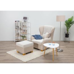 Home Affaire Ohrensessel &raquo;Oliver, B: 92 cm, Sitzh&ouml;he: 41 cm&laquo; 1 Zierkissen beige 100%Polyester Cord Luxus-Microfaser weich, B/H/T: 92cm x 103cm x 93cm
