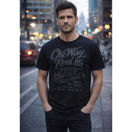 MAN'S WORLD Man's World Herren T-Shirt Kurzarm, Regular Fit, mit Print, Rundhals, im Used-Look schwarz 3XL (64/66)