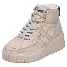 Rieker Damen Winterboots Schn&uuml;rboots, High Top Sneaker, Stiefelette mit gepolstertem Schaftrand beige 42