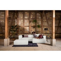 W.Schillig Ecksofa &raquo;around-the-block, modern und elegant, bequem, L-Form&laquo; mit eleganter Biese, mit Federkern wei&szlig; Longlife Xtra-Leder Z59: Glattleder 