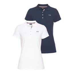H.I.S. H.I.S Damen Poloshirt 2er-Pack, Kurzarm, figurbetonte Passform, mit klassischem Polokragen blau 38