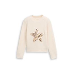 Tom Tailor M&auml;dchen Tom Tailor Rundhalspullover mit Wendepailletten beige 104/110