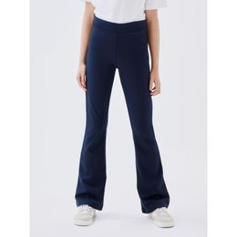 name it M&auml;dchen Jerseyhose &raquo;NKFFRIKKALI f&uuml;r M&auml;dchen mit ausgestelltem Bein und Viskose&laquo; unifarben, casual, ausgestellt, Viskosemix, ohne Kragen blau 