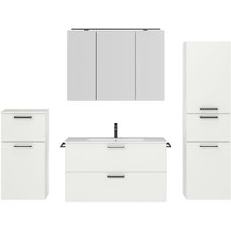 Nobilia Badm&ouml;bel-Set &raquo;Tolvina&laquo; vormontiert, mit Soft-Close, 4 Stk. tlg. wei&szlig; B/H/T: 210cmcm x 169cmcm x 48,7cmcm, Griffe schwarz