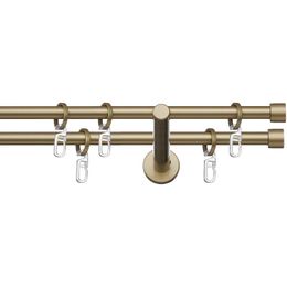 Indeko Gardinenstange &raquo;Andrax&laquo; &Oslash; 12 mm 2 l&auml;ufig-l&auml;ufig Fixma&szlig; Komplett-Set inkl. Ringen und Montagematerial gold Stahl B/L: 120cm &Oslash; 12mm, 1 Stk., 2 