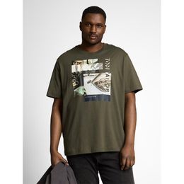 Tom Tailor Plus Herren Tom Tailor PLUS Kurzarmshirt mit Frontprint - Gro&szlig;e Ggr&ouml;&szlig;en gr&uuml;n XXL
