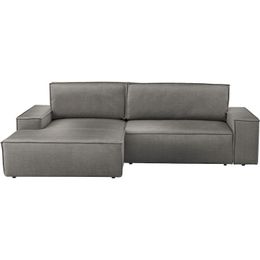 OTTO home Ecksofa &raquo;SHERWOOD Samtvelours L-Form, 267 cm - OTTO. Verl&auml;ssliche Qualit&auml;t.&laquo; Schlaffunktion mit Bettkasten (210x136 cm), Cord, Vintage, 