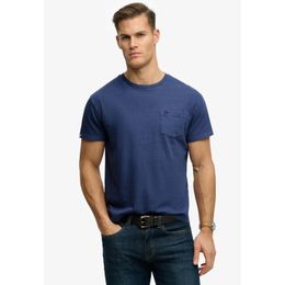 Superdry Herren Rundhalsshirt &raquo;COTTON CLASSIC LINEN PKT TEE&laquo; Baumwollmischung, relaxed fit aus luftig leichtem Baumwoll-Leinen-Mix blau 3XL