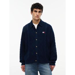 Tommy Jeans Herren Cardigan &raquo;RELAXED STRIPE CABLE BUTTONUP&laquo; Relaxed fit mit Zopfstrickmuster blau XXL