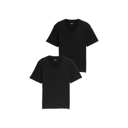 Tom Tailor Herren Tom Tailor T-Shirt Packung, 2 Stk. mit V-Ausschnitt, Doppelpack schwarz S