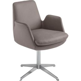 K+w Komfort & Wohnen K+W Komfort & Wohnen Drehstuhl &raquo;Cube&laquo; () R&uuml;ckholfunktion, Untergestell Edelstahloptik braun B/H/T: 63cm x 84cm x 65cm, Leder CLOUD