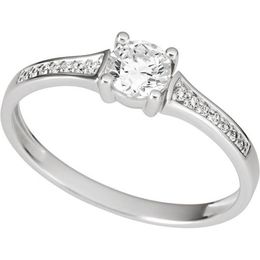 Firetti Damen Fingerring &raquo;Schmuck Geschenk Gold 333 Damenring Goldring Verlobung Fantasie&laquo; mit Zirkonia (synth.) wei&szlig; 16, Wei&szlig;gold 333, 2mm