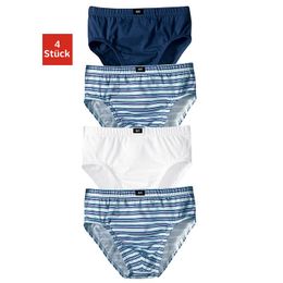 H.I.S. H.I.S Jungen Slip Packung, 4er Pack, 4 Stk. unifarben und gestreift, mit Markenlabel, Baumwollmischung blau 104, 4 Stk.
