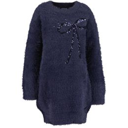 Blue Seven M&auml;dchen Strickkleid mit Pailletten blau 110, N-Gr