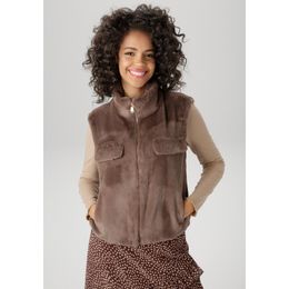 Aniston Casual Damen Aniston CASUAL Pl&uuml;schweste in trendiger Farbpalette braun 42