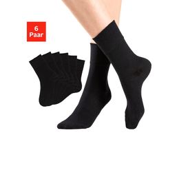 H.I.S. H.I.S Herren Socken &raquo;Damen Herren Basic Socken&laquo; Packung, 6 Paar tlg. mit Komfortbund auch f&uuml;r Diabetiker geeignet schwarz 35-38