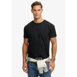 Superdry Herren Rundhalsshirt &raquo;COTTON CLASSIC LINEN PKT TEE&laquo; Baumwollmischung, relaxed fit aus luftig leichtem Baumwoll-Leinen-Mix schwarz 3XL