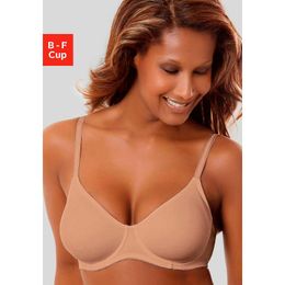 Lascana T-Shirt-BH &raquo;perfect basic&laquo; mit B&uuml;gel, aus seidiger Microfaser, gro&szlig;e Gr&ouml;&szlig;en, bequemer BH braun 75, Cup E T-Shirt-BH