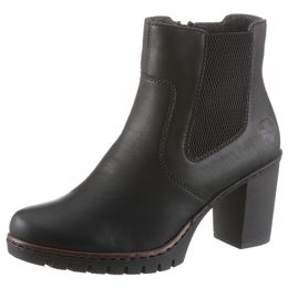 Rieker Damen Stiefelette , Boots, Chelsea-Stiefelette, Blockabsatz, in elegantem Look schwarz 42
