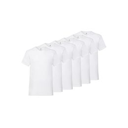 Fruit of the Loom Herren Fruit of the Loom T-Shirt Packung, 6 Stk. aus Baumwolle, V-Ausschnitt, 6-teilig wei&szlig; L