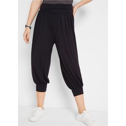bonprix Damen bonprix Haremshose aus Viskose-Mix, mit Elasthan, lockere Passform, 3/4-L&auml;nge schwarz 40/42 (M), N-Gr