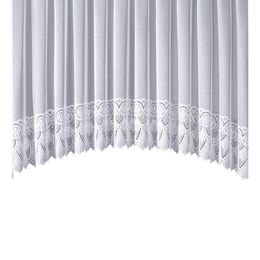 Stickereien Plauen Gardine &raquo;Diana&laquo; Kr&auml;uselband in C-Bogen Form, mit echter Plauener Spitze Stickerei wei&szlig; Polyester 175, Kr&auml;uselband, 300