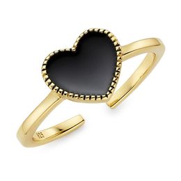 Aniston Jewelry & Watches Damen Aniston JEWELRY & WATCHES Fingerring &raquo;Schmuck Geschenk Ring mit schwarzem Herz emalliert&laquo; schwarz 56, Silber 925 (
