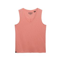 Superdry Damen Tanktop &raquo;STUDIOS VEE NECK VEST&laquo; aus Baumwollmischung mit Lyocell, Regular Fit, &auml;rmellos rosa XS