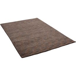 Theko Wollteppich &raquo;Nebraska Uni&laquo; rechteckig 12 mm H&ouml;he reine Wolle, handgewebt, ideal im Wohnzimmer & Schlafzimmer braun Wolle B : 70cm 1 Stk., 12mm, 