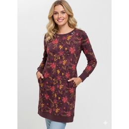 Ragwear Damen Sweatkleid &raquo;MENITA FLOWERS O&laquo; Eingrifftaschen mit kurzer Passform, aus Baumwolle und Polyester rot M (38), N-Gr