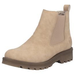 Rieker Damen Chelseaboots Schlupfboots, Stiefelette, Blockabsatz, mit kuscheligem Warmfutter beige 43