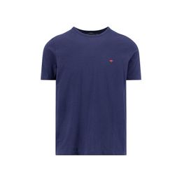 Fynch-Hatton Herren Fynch-Hatton T-Shirt regular fit, unifarben, mit Logo Stickerei blau XL