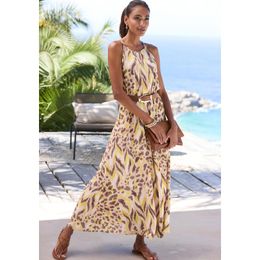 Lascana Damen Lascana Maxikleid &raquo;mit Alloverdruck aus leichter Webware&laquo; Ohne Taschen leichtes Sommerkleid, langes Strandkleid, luftiges Kleid, 