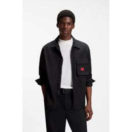 Hugo Herren Hugo Langarmhemd &raquo;Emmond&laquo; Oversize Fit, 2-Wege-Zipper, Baumwoll-Mix schwarz L (41/42), N-Gr