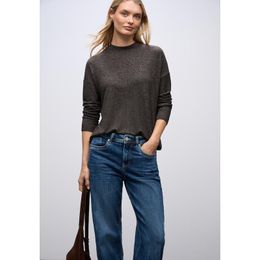 Street One Damen Street One Langarmshirt mit Tunnelzug am Saum grau 34