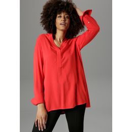 Aniston Selected Damen Aniston SELECTED Longbluse mit extra-langen Manschetten rot 42