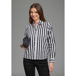 Laura Scott Damen Klassische Bluse figurumspielende Passform, mit 1-Knopf-Manschette, gestreifte Optik 40