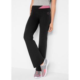 bonprix Damen bonprix Sporthose aus Baumwoll-Stretch, Bootcut, Slim fit, Kontrastdetail am Bund 48/50 (XL), N-Gr