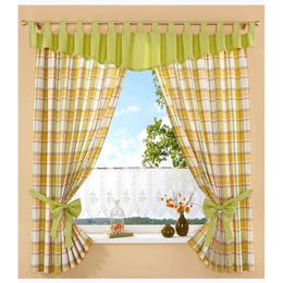 Stickereien Plauen Vorhang &raquo;Dolche&laquo; Kr&auml;uselband 2 Stk. tlg. Karo beige Polyester 145cm, Kr&auml;uselband, 130cm