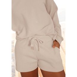 s.Oliver Damen s.Oliver Sweatshorts Kurze Hose aus Ripp-Qualit&auml;t mit seitlichen Taschen, Loungewear beige 48/50, N-Gr