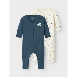 name it Jungen Schlafanzug &raquo;NBMNIGHTSUIT 2P ZIP FF JET TRACTOR NOOS&laquo; Packung, 2 tlg. aus Baumwolle, regular fit, mit Rei&szlig;verschluss gr&uuml;n 68