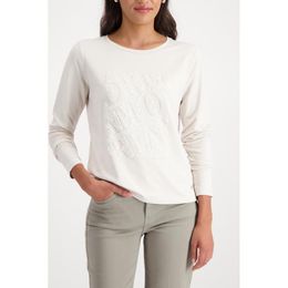 monari Damen Langarmshirt &raquo;Shirt Pailletten Stick&laquo; Regular fit mit Rundhalsausschnitt wei&szlig; 44
